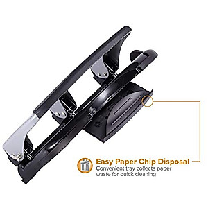 Bostitch Office EZ Squeeze Heavy Duty 3 Hole Punch, 40-Sheet Capacity, Use Less Force, Perfect for Home Office School Supplies, Sleek Design, Silver