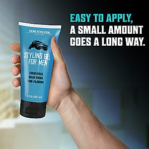 Hair Gel for Men Strong Hold - Mens Hair Gel Extra Strength - Styling Gel for Hair Clear Hair Gel - Firm Hold Gel Hair High Shine Non-Flaking Curly Hair Gel (10oz)