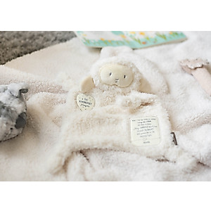 DEMDACO Clean White Fuzzy Lamb Goodnight Prayer Polyester Plush Children's Stuffed Animal Blankie