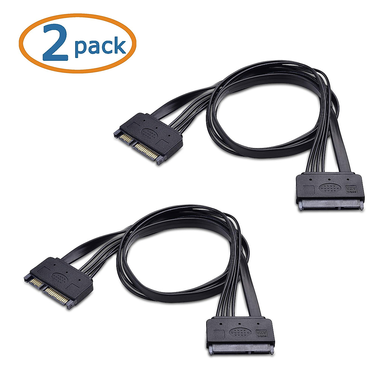 Cable Matters 2-Pack 22-Pin Power and Data SATA Extension Cable - 20 Inches