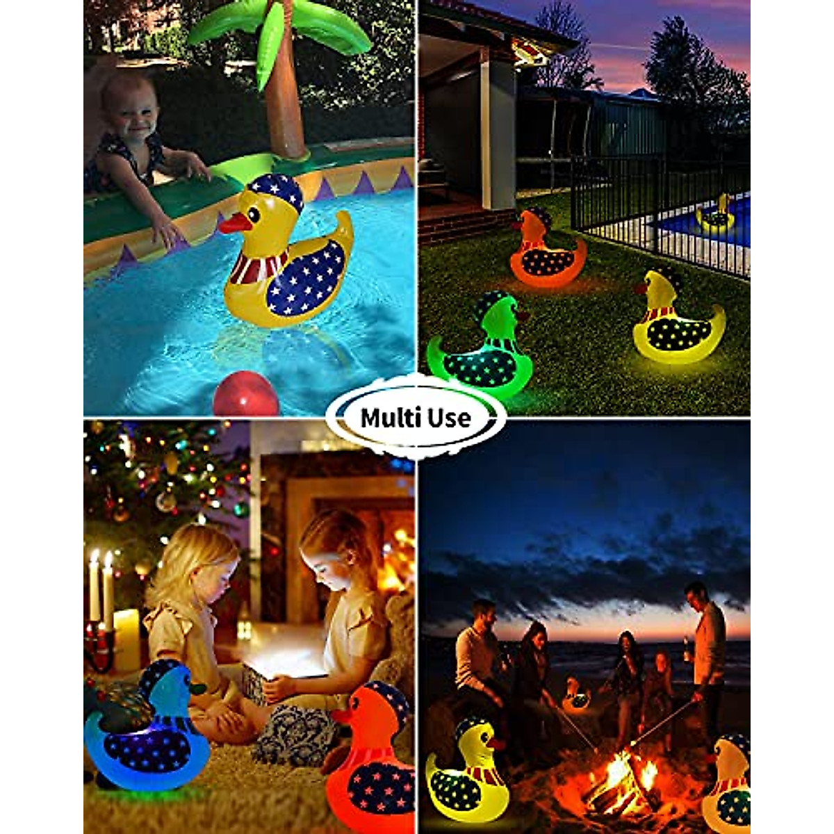 LOGUIDE Floating Pool Lights,16 Inch Colors Changing LED Inflatable Duck Float Lights Waterproof with 2 Pack Remote for Pond Pool Beach Garden Backyard, Decorative Night Light, Christmas Event Party