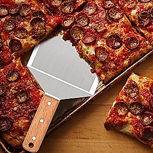 Leonyo Metal Burger Spatula, Heavy Duty Stainless Steel Griddle Spatula, Wide Hamburger Turner for Smashing Burgers, Griddle Accessories for Flat Top, Teppanyaki, BBQ, Heatproof Wooden Handle