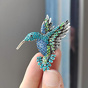 Hummingbird Brooch Pins for Women Elegant Crystal Bird Pins Fashion Backpack Pins For Women (Blue)