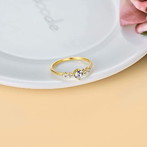 14K Solid Yellow Gold Ring for Women, Real Gold Dainty Wedding Engagement Eternity Bridal Ring Love Jewelry for Her, Size 10