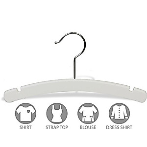 The Great American Hanger Company White Rounded Wooden Baby Hanger, Box of 25 10 Inch Wood Top Hangers w/Chrome Swivel Hook for Infant Clothes or Onesie