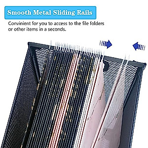 ANSSDO Hanging File Organizer for Desk, 2-Pack Premium Letter-Size Metal File Crate File Folder Holder Box, Easy Assembly Portable Filing Basket Storage Cabinets File Cart for Desktop
