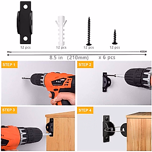 Anchors (12 Pack) Furniture Straps for Baby Proofing, Furniture Wall Anchors Metal 400 LB Falling Furniture Safety Prevention Straps Kids Toddler,Furniture Straps Anchors Earthquake Resistant.(Black)