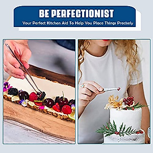 Kitchen Tweezers Tongs for Cooking - 12 Inch - 2 Pack Kitchen tongs Stainless Steel Cooking Tongs- Extra Long Tweezers for BBQ, Grilling, Pet Feeding, Arts and Crafts etc