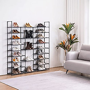 YOUDENOVA Shoe Rack Organizer, for up to 50 Pairs of Shoes, Vertical Large Shoe Rack with Removable, Water, Dust & Oil Resistant Shelves, Stackable Shoe Rack for Boot & Shoe Storage, Black