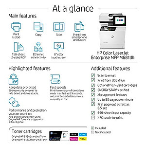 HP Color Laserjet Enterprise MFP M681dh Duplex Printer (J8A10A)
