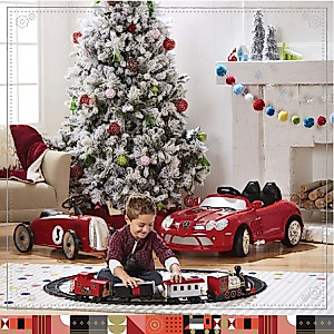 FAO Schwarz 1006832 Classic Motorized Train Set, Complete Toy Set with Engine, Cargo, 18' of Modular Tracks, Red/Black, Pack of 30