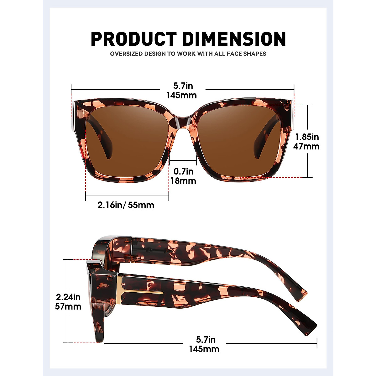 MEETSUN Fit Over Glasses Sunglasses for Women Men Large Trendy Polarized Sunglasses for Driving UV Protection Tortoise Brown