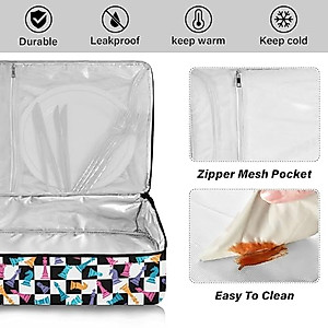 Kcldeci Insulated Thermal Food Carrier Insulated Casserole Carrier for Hot or Cold Food,Chess Pieces Color Print Insulated Tote Bag for Potluck Cookouts Parties Picnic,Lasagna Lugger