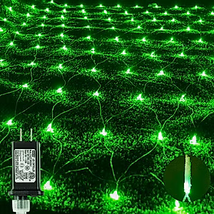oopswow 9.8ft x 6.6ft 192 LED Christmas Net Lights,8 Modes 30V Low Voltage Mesh Fairy String Lights for Christmas Trees, Bushes, Wedding, Garden, Outdoor Decorations (Green)