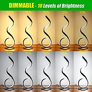 LENIVER Spiral LED Table Lamp, 10W 3 Colors Dimmable Modern Bedside Lamp, Unique Nightstand Lamps Desk Lamp Reading Light for Living Room, Bedroom, Office, Kids Room - Black
