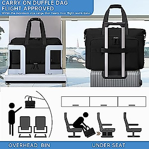 ETRONIK Weekender Bag with 15.6" Laptop Compartment, Travel Duffle Bag with Shoe Compartment & Wet Pocket, Carry On Overnight Bag with Toiletry Bag for Women, Gym Tote Bag Hospital Bag, Black