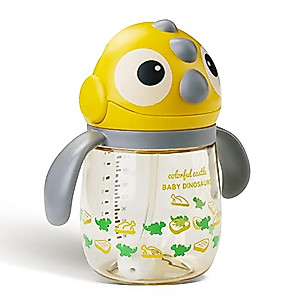 Sippy Cup for Baby Months 6+, Weighted Straw PPSU Non Spill Cup for Toddlers, Baby Straw Cup with Handles, Spill-Proof, Leak-Proof Soft Spout Cup 240ml, BPA Free (Yellow)