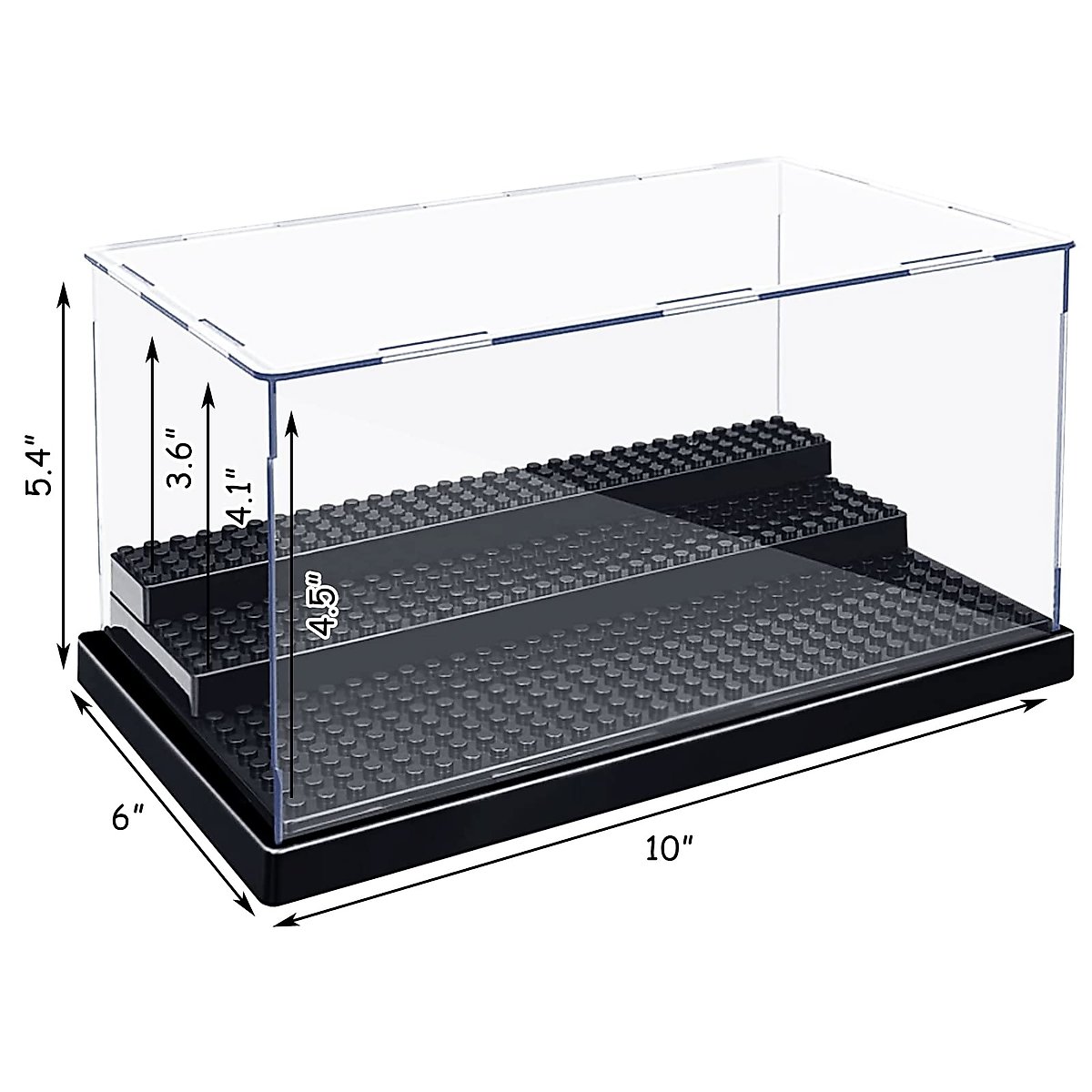 DOUBLE 2 C Display Case for Minifigures Action Figures Blocks, 3-Level Acrylic Display Case, Clear Display Box Storage Fit for Lego Minifigure, Gifts for Lego Lovers (Black)