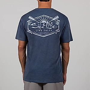 Salt Life Sunrise Paddle Short Sleeve Classic Fit Shirt, Washed Navy, X-Large