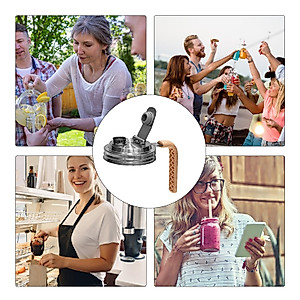 Generic 2 Mason Jar Pour Spout Lid, 86mm Stainless Steel Mason Jar Lids With Handle, Mason Jar Pitcher Lid With fl-ip Cap Pouring Spout, Portable Travle Drinking Lid, IA14BWGB6F3V86LMHDF