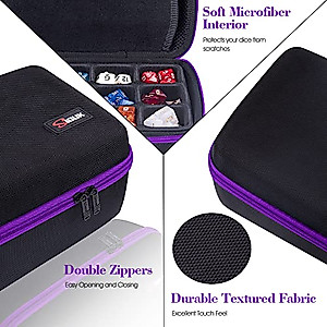 SIQUK Dice Storage Case Big Capacity DND Dice Case Dice Organizer Box with Handle and Double Removable Slotted Tray Dice Organizer Case for Dungeons & Dragons and Other RPG Table Game， Violet