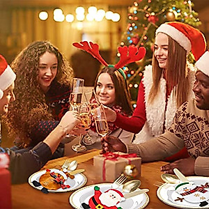 Kregio Christmas Silverware Tableware Holders Set 3Pcs Santa Reindeer Snowman Cutlery Holder Knife Forks Spoons Bags-Christmas Utensil Holder For Party Holiday Wedding Xmas Decorations Table Setting