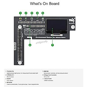 XYGStudy Environment Sensors Module for Jetson Nano 2GB and B01 I2C Bus with 1.3inch OLED Display to Collect Temperature Humidity/Air Pressure/Ambient Light Intensity/VOC/IR Ray/UV etc.