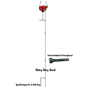 Wine Bottle & Cup stakes Holder Rack - Adjustable Height to 36 INCHES, Durable Metallic Frame, Sturdy Base & Secure Grip | Holds Bottles Of Wine, Beer,Champagne,Beverages,Glasses& More 5 Pieces Set