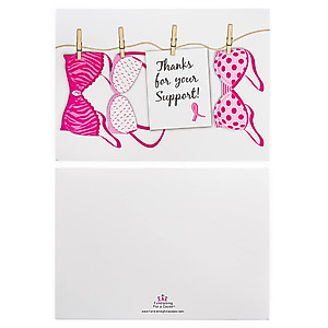 Fundraising For A Cause 12 Pink Ribbon Note Cards - Breast Cancer Thank You Cards with Envelopes