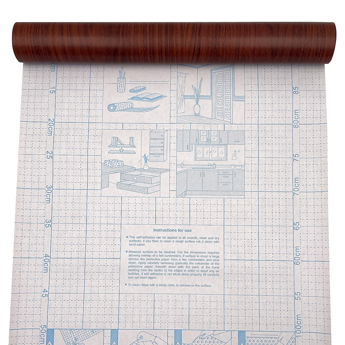 LovingWay 14.7 feet Wallpaper Roll Red Wood Grain Shelf Liner 17.7x177 Inch Self-Adhesive Computer Gaming Desk Lining Paper Christmas New Year Decor