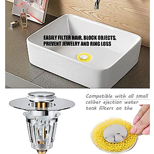 YUEYAW 24pcs Small Caliper pop up Sink Drainage Spring Filters Disposable Shower Drain Hair Catcher Mesh Drain Plug Filter is Suitable for bathrooms, bathtubs (32 Small Diameter Filter Screen)