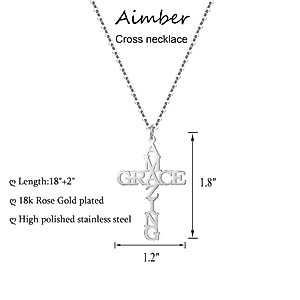 Amazing Grace Cross Necklace 18K Gold Plated Religious Faith Christian Jewelry (Silver)