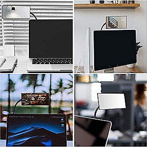 Clip On Security Mirror, Cubicle Computer Desk Convex Mirror for Office Personal Safety Rearview Monitors or Anywhere (7.28" Rectangle Mirror with Border)