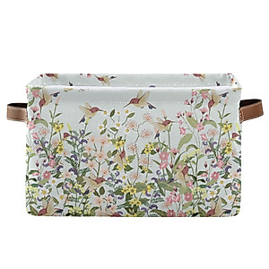 xigua Hummingbirds Foldable Canvas Storage Bin, Sturdy Fabric Storage Basket with Handles, Storage Cube Box for Organizing Shelf Nursery Toy Closet 2PCS