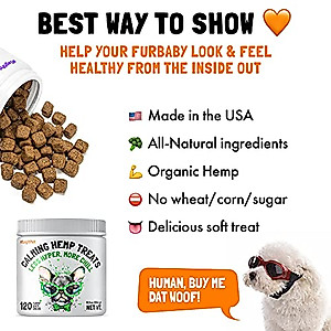 LEGITPET Calming Hemp Treats for Dogs - Made in USA with Organic Hemp - Natural Separation Aid - Helps with Barking, Chewing, Thunder, Fireworks, Aggressive Behavior