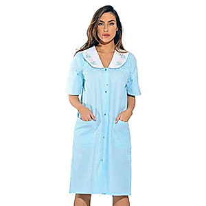 8511-Royal-S Dreamcrest Short Sleeve Duster / Housecoat / Women Sleepwear,Royal,Small
