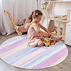 SHACOS Rainbow Round Rug 4ft Non Slip Cute Circle Rug Modern Abstract Rug Washable Accent Rug Colorful Rug for Kids Room Bedroom Dining Room Living Room