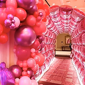 Orgnafey Metallic Magenta Hot Pink Flat Square Foil Balloons Tunnel Arch Wall Double Mylar Balloon Garland Kit Anniversary Bachelorette Birthday Engagement Bridal Wedding Party Background Decorations