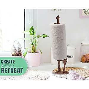 Paper Towel Holder or Free Standing Toilet Paper Holder- Cast Iron Giraffe Paper Holder - Versatile and Decorative Bathroom Toilet Paper Holder or Stand Up Paper Towel Holder - Rust Brown by Comfify