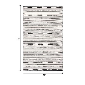 SAFAVIEH Natura Collection Accent Rug - 4' x 6', Black & Ivory, Handmade Flat Weave Boho Farmhouse Wool, Ideal for High Traffic Areas in Entryway, Living Room, Bedroom (NAT281Z)