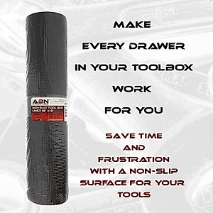 ABN Tool Drawer Liner Non Slip Tool Box Liner - Bulk Rubber Shelf Liner Roll Black Shelf Liner Non Adhesive, 16in x 6ft