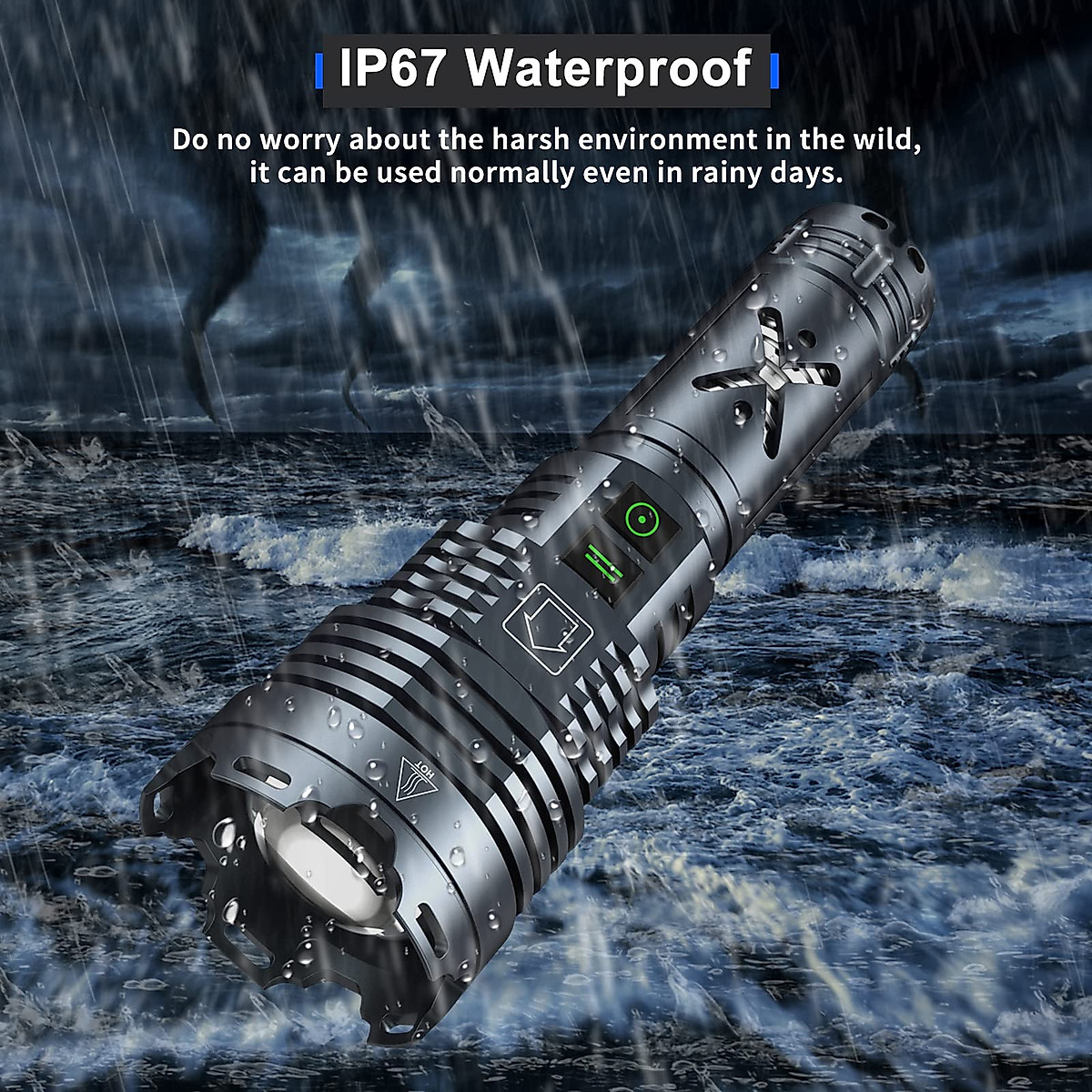 Gehavin Rechargeable LED Flashlights 1500000 High Lumens,XHP160.5 High Powered Flashlight Super Bright,Handheld Flashlight with Zoomable, 6 Modes,Waterproof for Emergencies and Camping,Dimgray