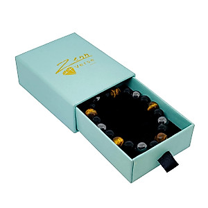 Tiger Eye Black Obsidian Crystal Bracelet for Energy Protection - Crown Chakra Reiki Healing - Bring Prosperity and Luck - Meditation Natural Stone Bracelet for Men and Women