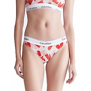 Calvin Klein Women's Modern Cotton Stretch Bikini Panty, Remembered Hearts Orange Odyssey, Medium