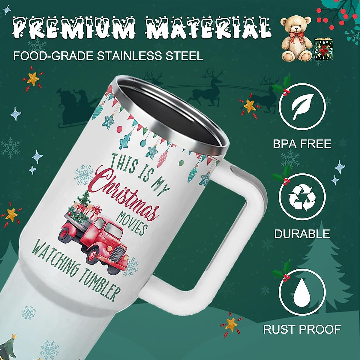 Christmas Nutcracker 40oz Tumbler with Handle and Straw, Nutcracker Gifts for Christmas Travel Mug, Nutcracker Ballet Gifts for Girl, Nutcracker Themed Mouse Soldier Gift for Holiday New Year