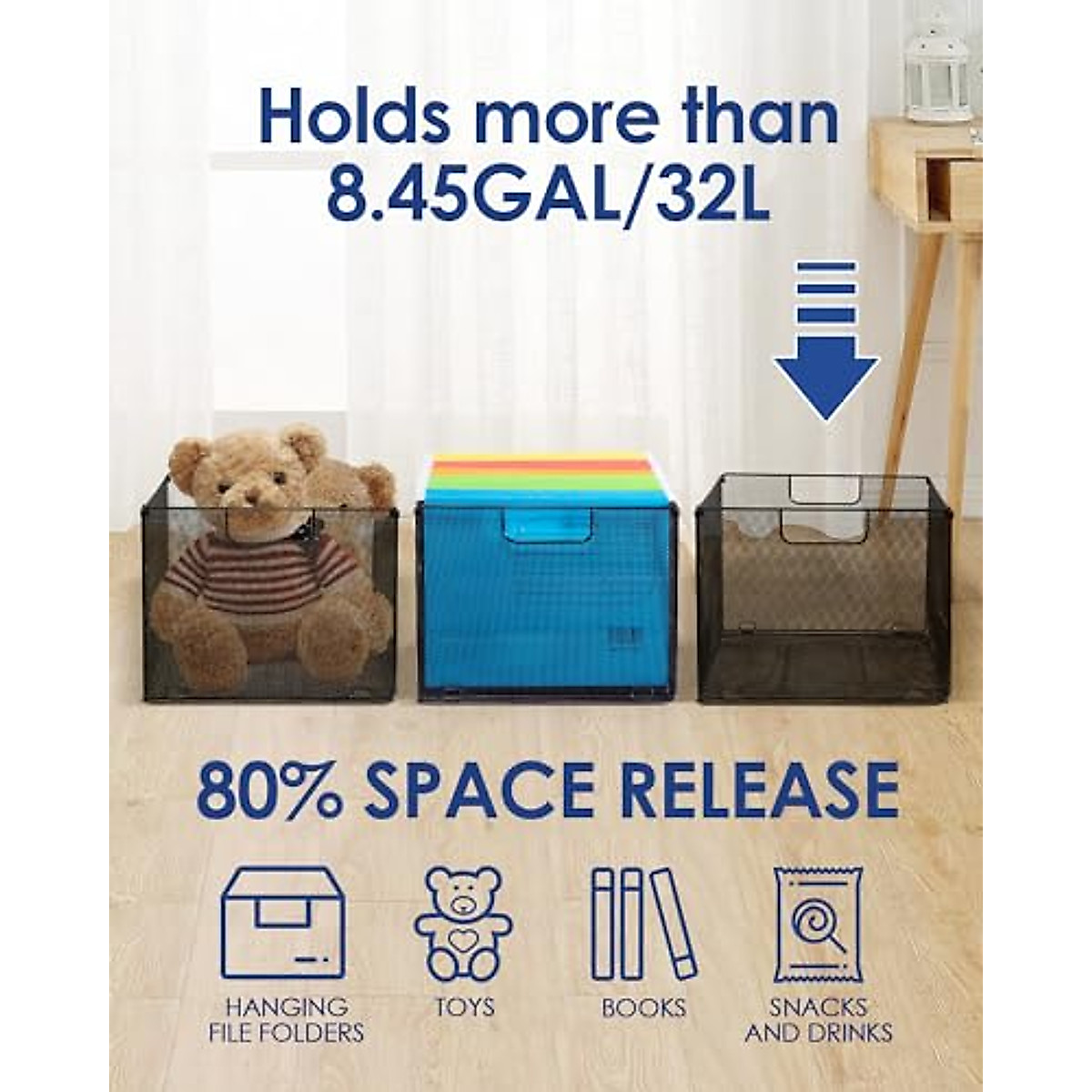 Housmile Hanging File Organizer, Foldable Mesh File Organizer, Hanging File Folder Organizer, Desk File Organizer, Letter Size File Box