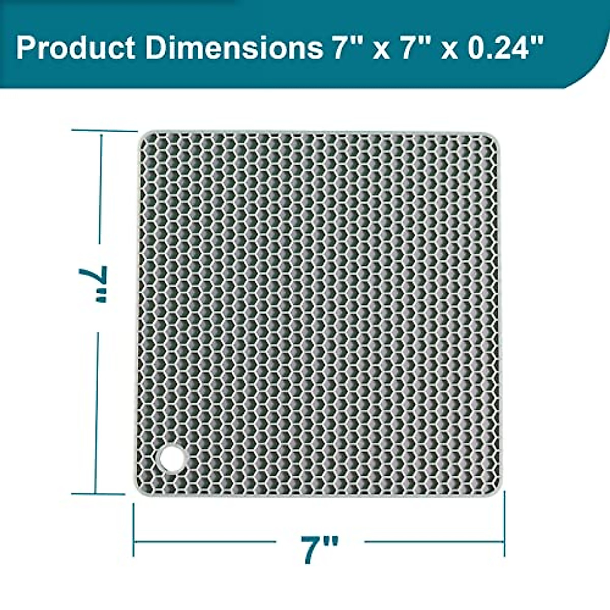 SDZONGES Silicone Trivet, 4PCS Silicone Hot Pads for Kitchen,Grey 7"x7" Silicone Trivet Mat for Hot Pots and Pans, Silicone Pot Holders for Kitchen Heat Resistant