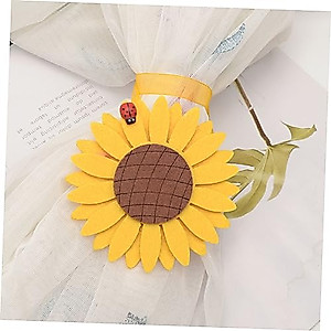 Garneck 6 Pcs Sunflower Curtain Buckle Magnetic Curtain Clips Sunflower Curtain Holdbacks Metallic Curtain Tie Buckle Curtain Tie Backs Curtain Fastener Decorate Non-Woven Fabric Delicate