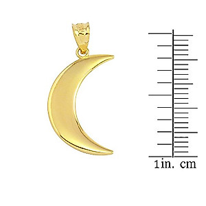 High Polish 10k Yellow Gold Crescent Moon Charm Pendant
