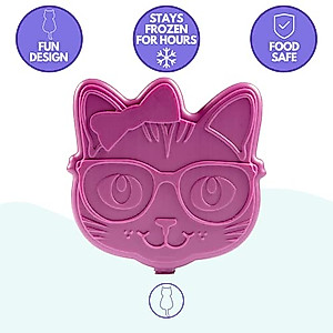 Kitty Reusable Hard Ice Pack Set of 3 - Fits Easily Inside Kids Lunch Box, Bento or Insulated Bag - Long Lasting, Slim, Lightweight Design - Cool Freezer Packs Keep Food Cold For Hours- Back To School